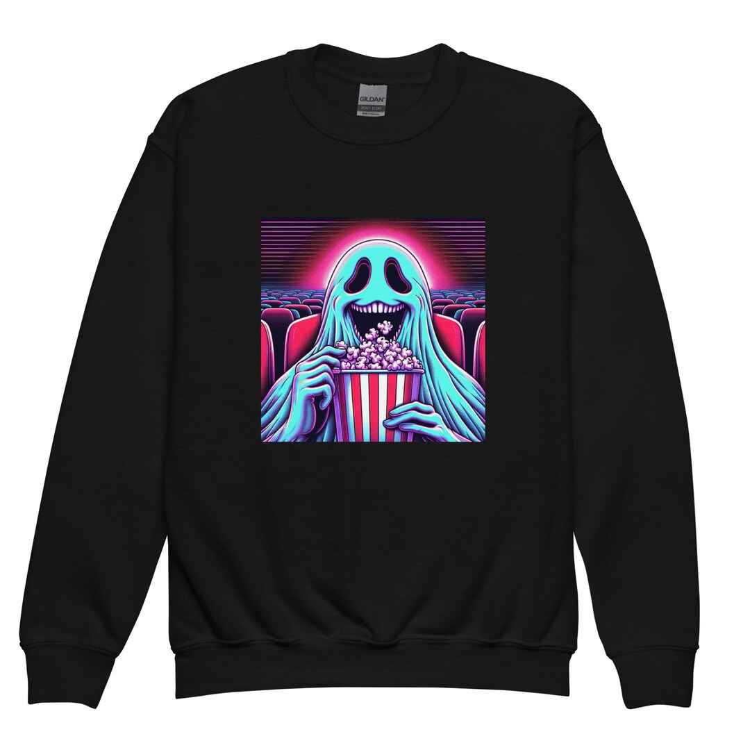 Ghost Eating Popcorn at the Movies Goth Youth Crewneck Sweatshirt - Etsy