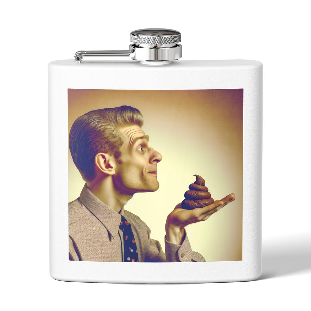 Weird Guy Smelling Poop Stainless Steel Flask for Groomsmen, Perfect ...