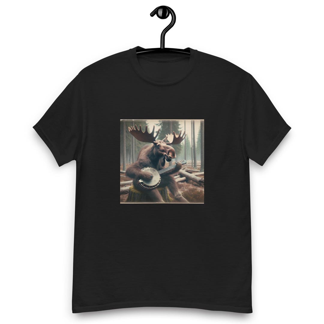 Moose Playing a Banjo in the Woods | Great Outdoors Themed Unisex ...