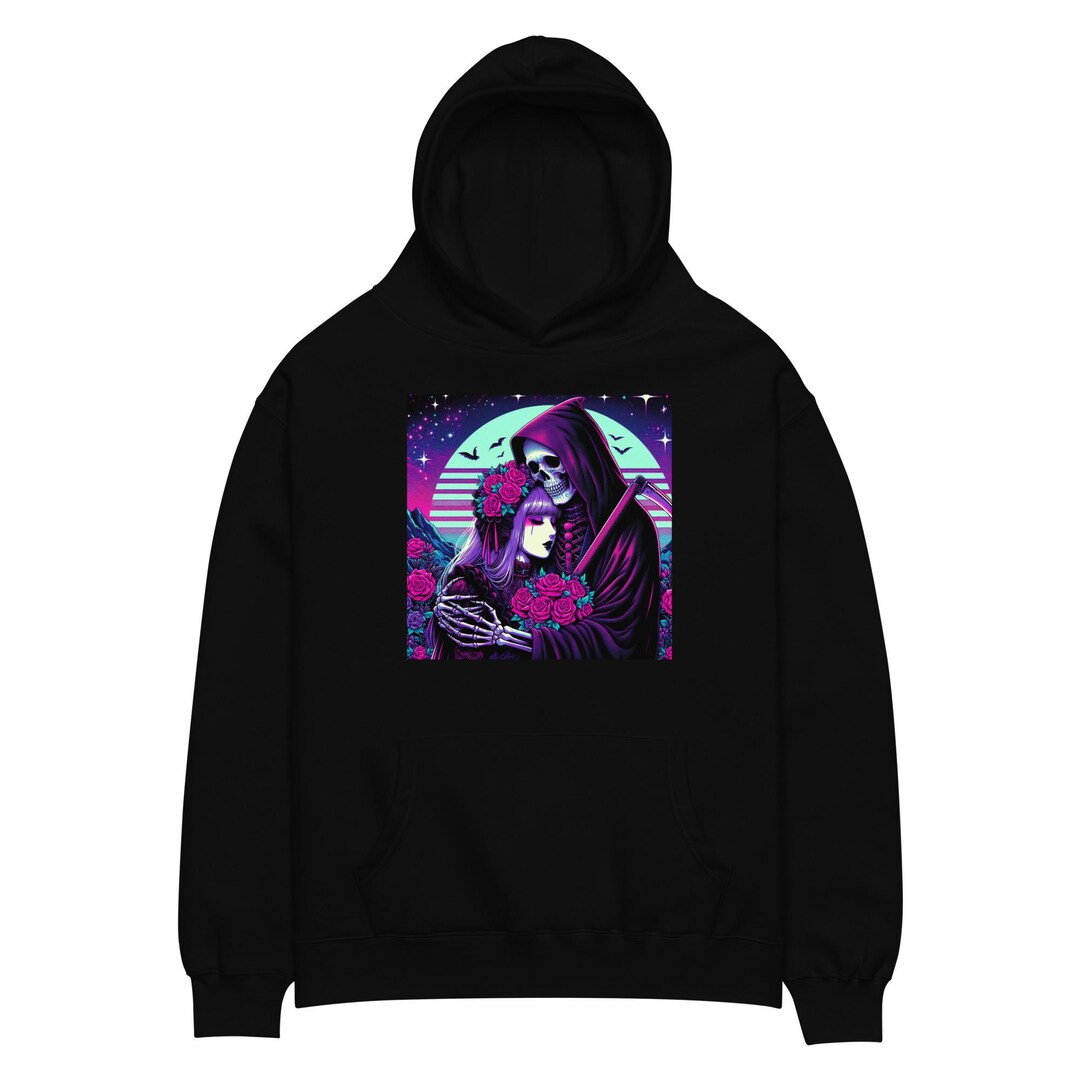 Goth Girl Hugging the Grim Reaper | Goth | Unisex Oversized Hoodie - Etsy