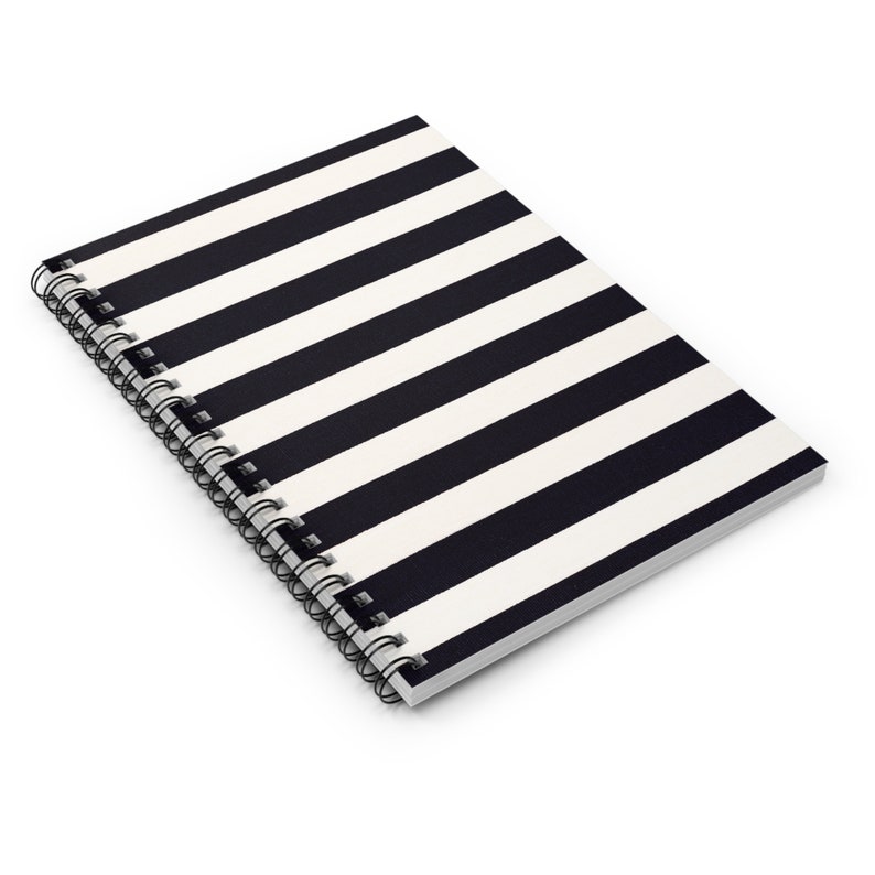 Black and White Striped Spiral Notebook - Ruled Line - Etsy