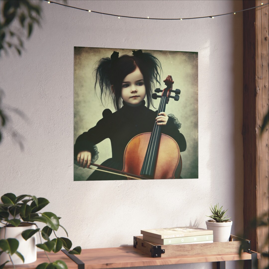Little Goth Girl Playing the Cello | Goth Matte Posters - Etsy