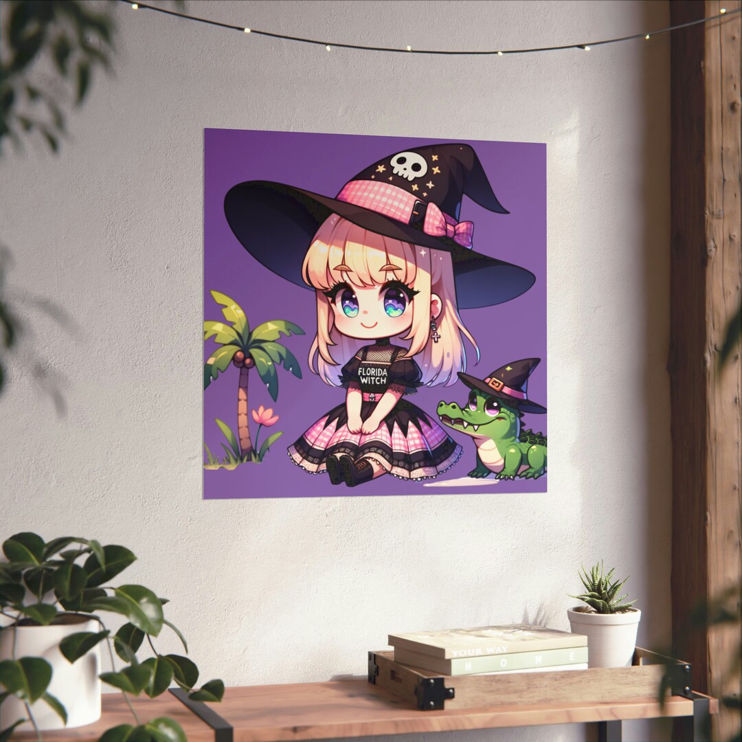 Cute Florida Witch With Her Alligator Kids Pastel Goth Matte Posters - Etsy
