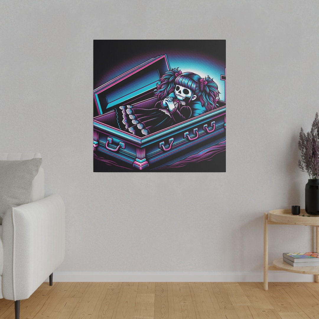 Goth Ghost Girl Resting in Her Casket Synthwave Goth Matte Canvas ...