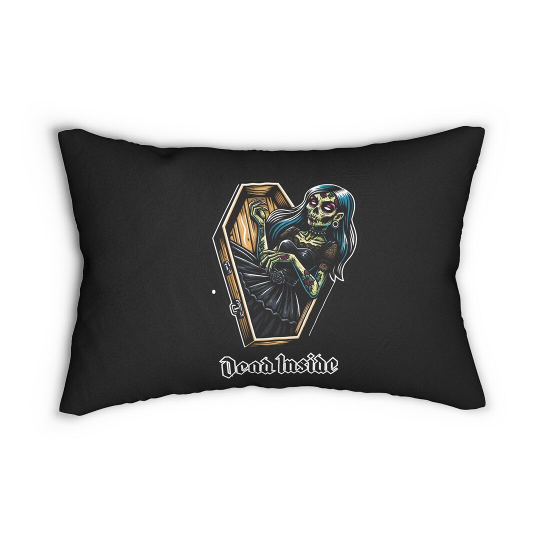 Dead Inside Goth Zombie Goth Girl Coffin Spun Polyester Lumbar Pillow ...