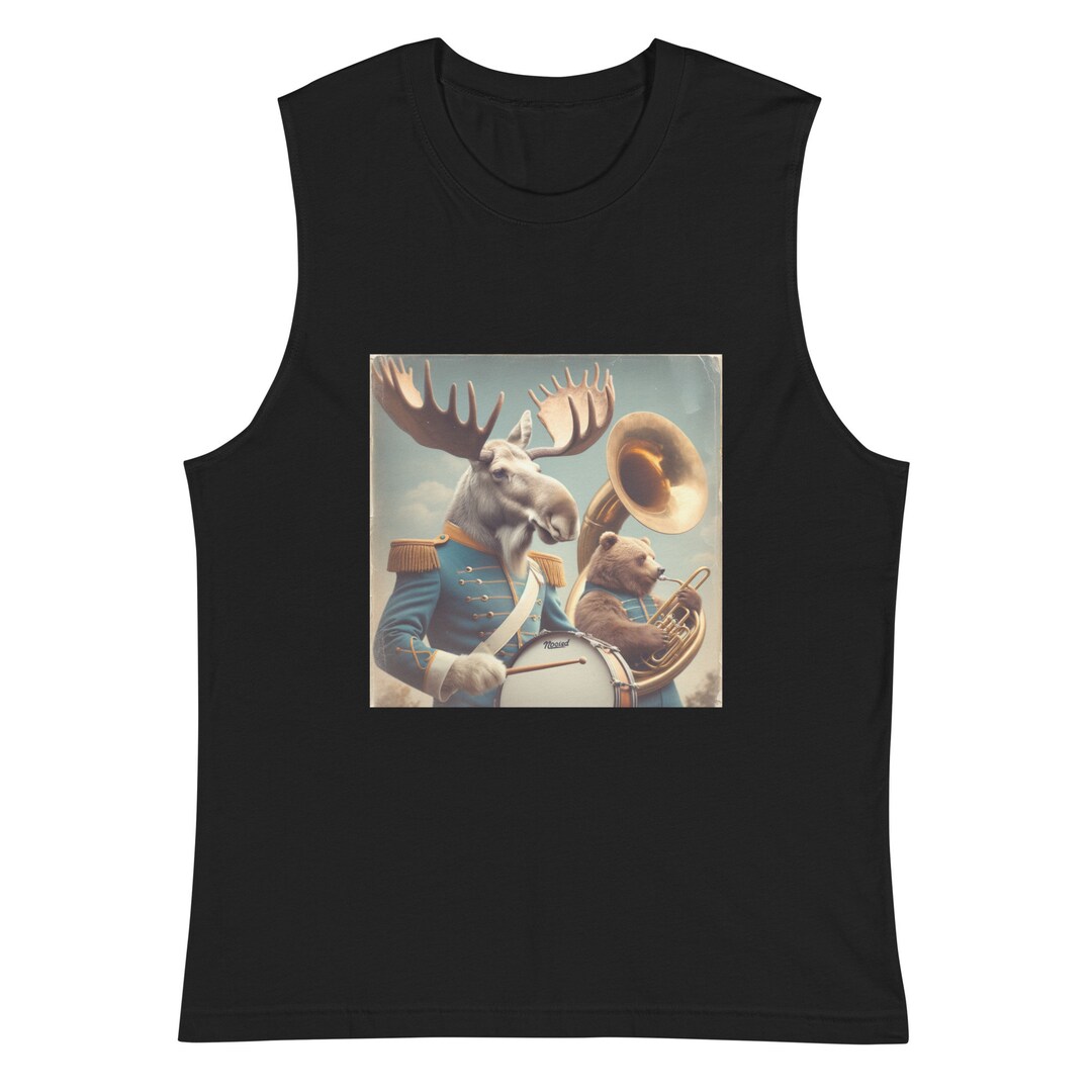 Moose and Bear in a Marching Band | Wilderness Series Muscle Shirt - Etsy