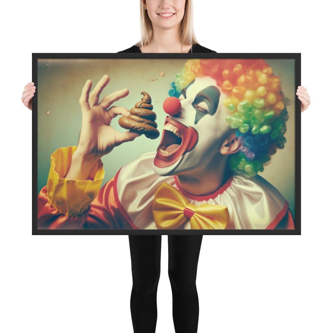Gross Clown Eating Poop | Weird and Funny Framed Poster - Etsy