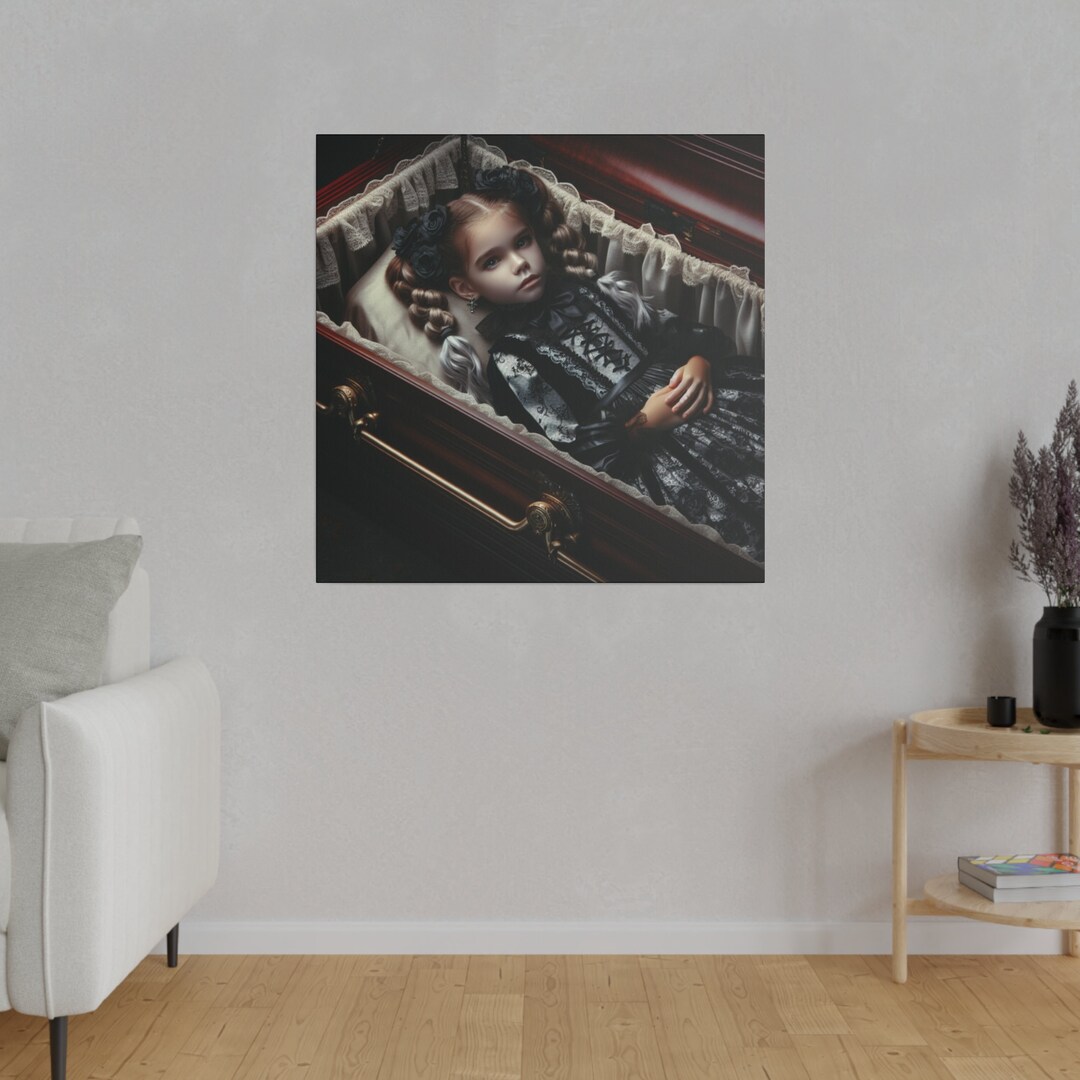 Little Goth Girl Laying in A Casket Creepy Goth Matte Canvas, Stretched ...