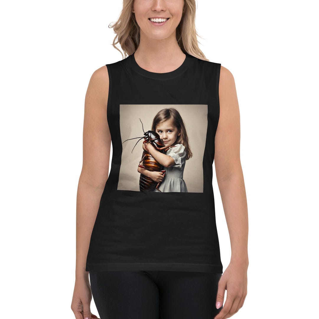 Little Girl Hugging a Cockroach Weird and Funny Muscle Shirt - Etsy