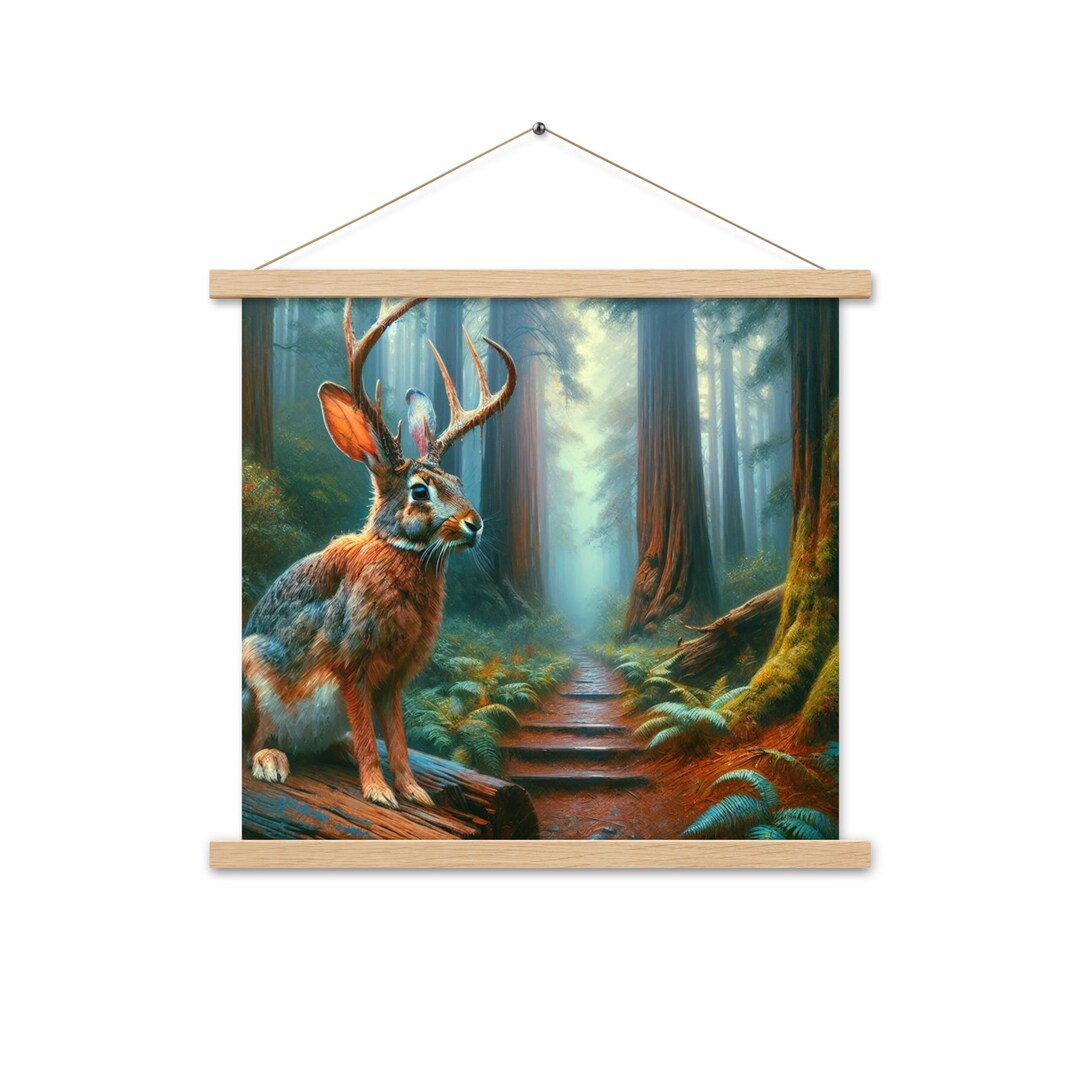 Jackalope on the Trail | Rabbit With Antlers | Great Outdoors Poster ...