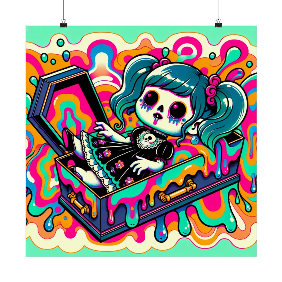 Goth Ghost Girl Resting in Her Casket | Psychedelic Goth Style Matte ...