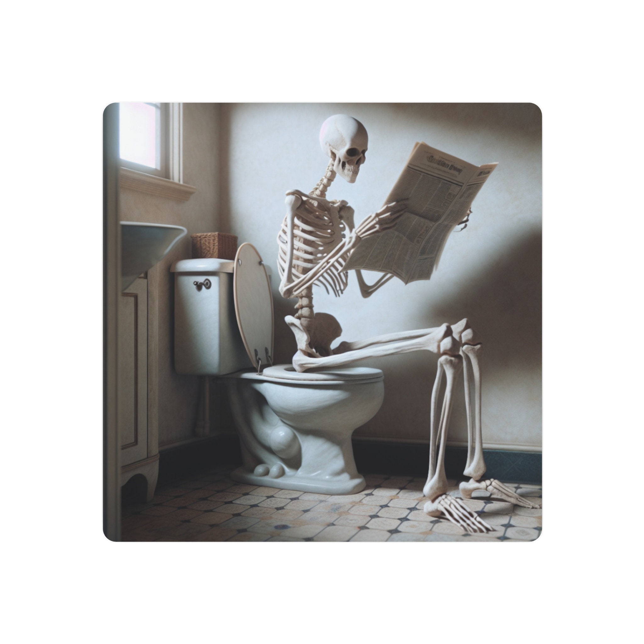 Skeleton Sitting on the Toilet Funny Metal Bathroom Art Sign - Etsy