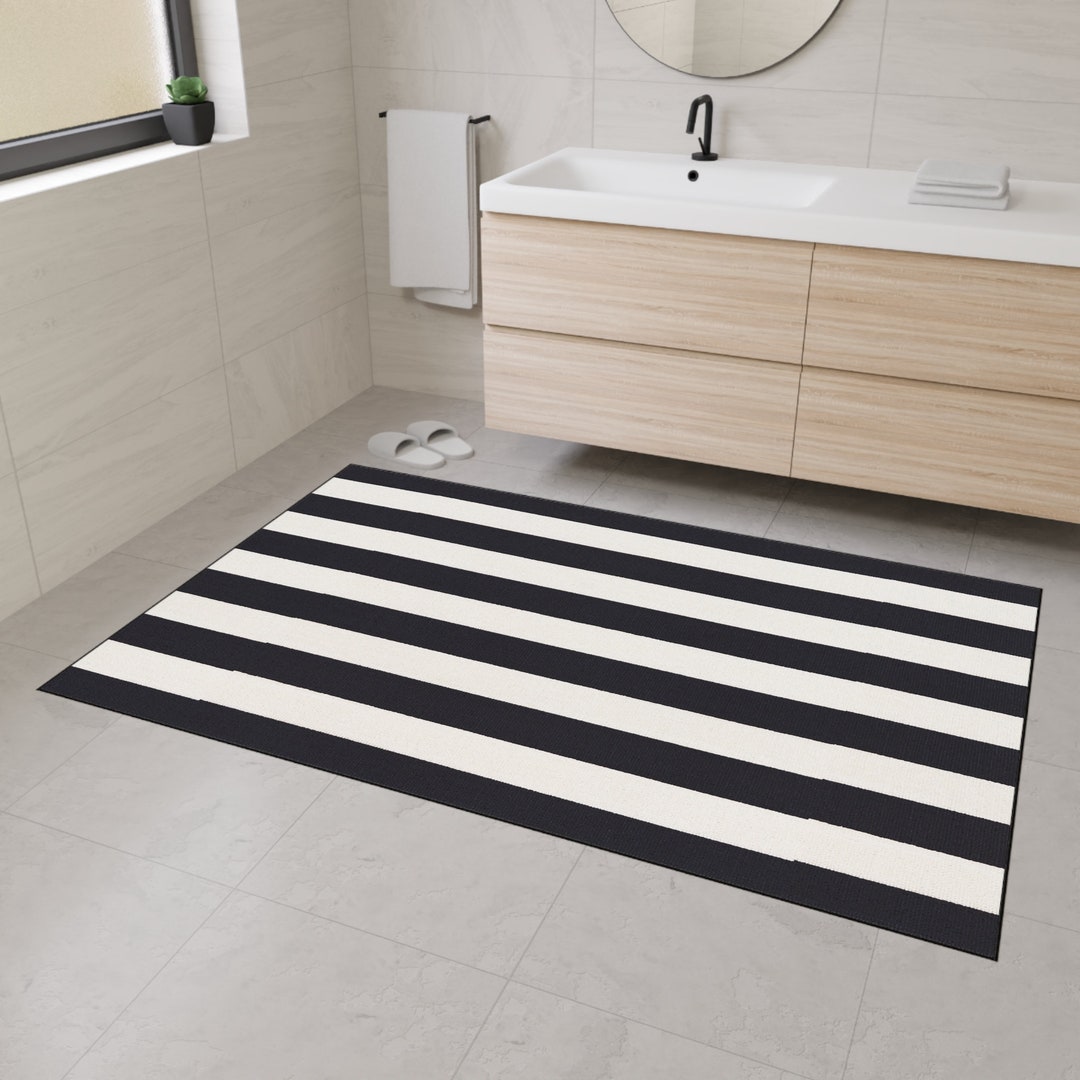 Black and White Striped Heavy Duty Floor Mat - Etsy