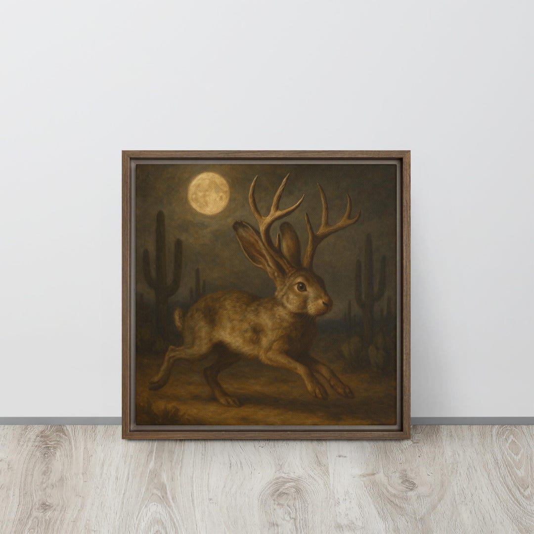 Jackalope Running Through the Desert Framed Canvas - Etsy