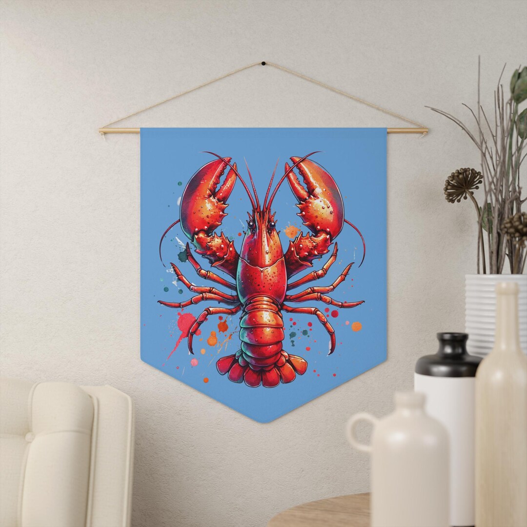Lobster Pennant Banner, Nautical Wall Decor, Coastal Home Art, Seafood ...