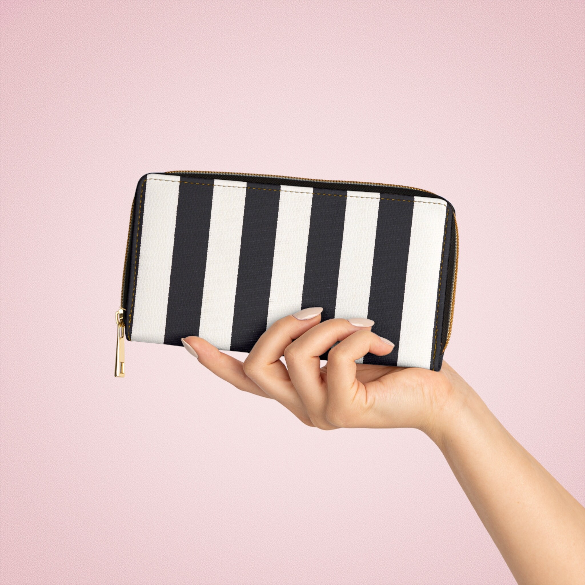 Black and White Striped Zipper Wallet - Etsy