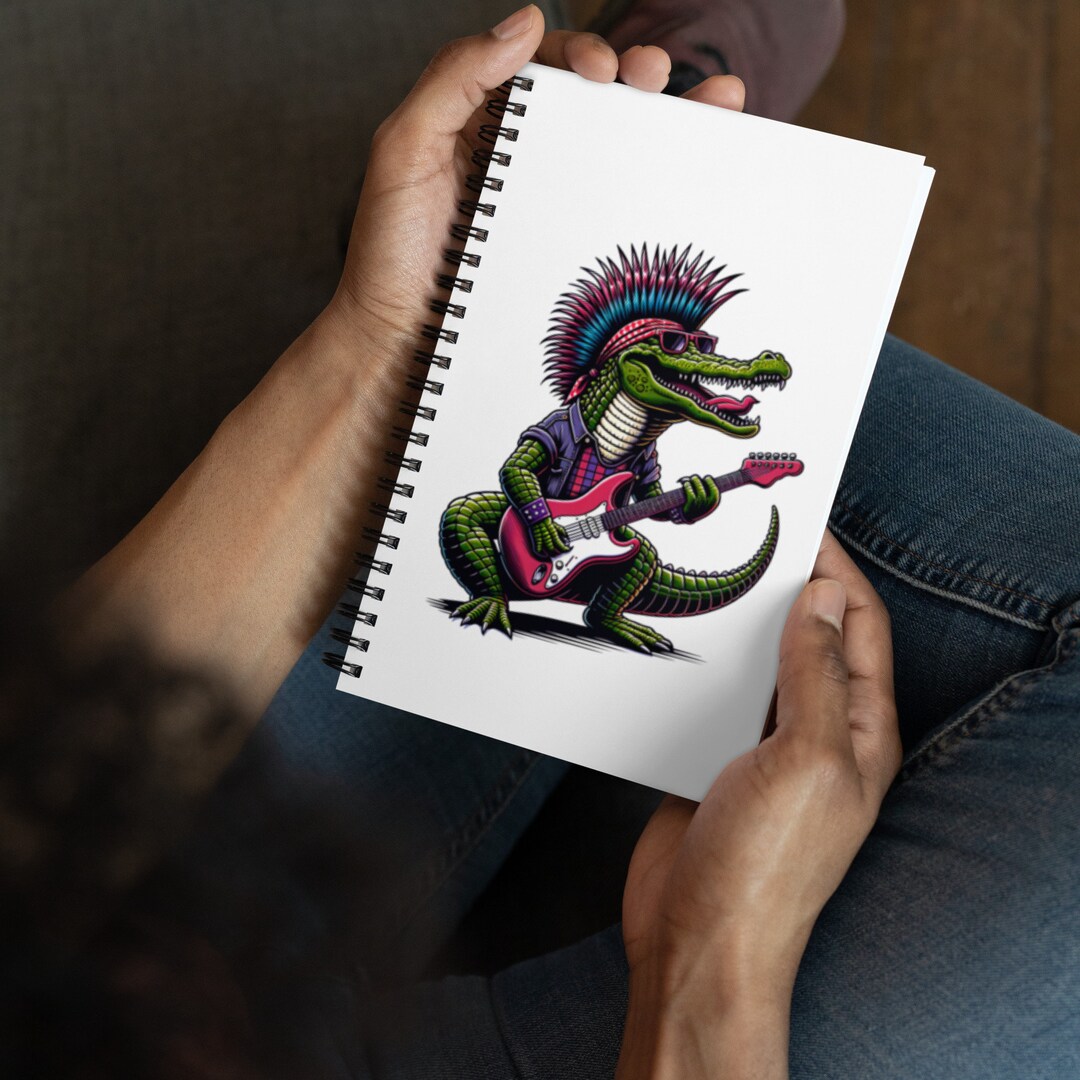 Alligator Punk With A Guitar | Punk Rock Spiral Notebook - Etsy