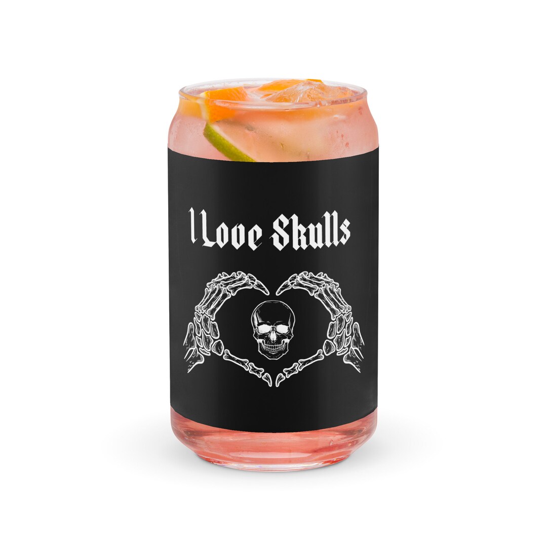 I Love Skulls Goth Can-shaped Glass - Etsy