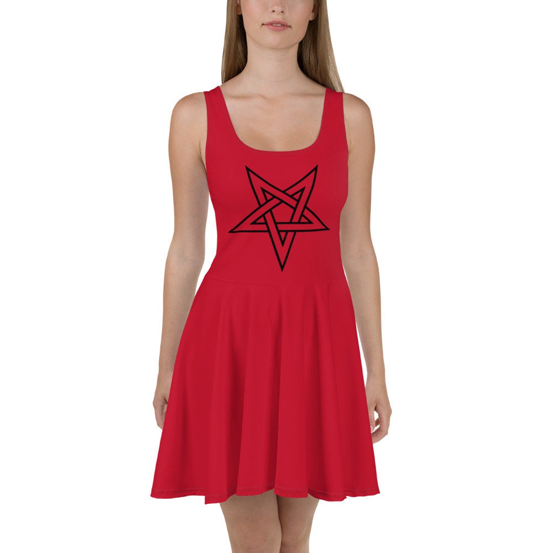 Inverted Pentagram Satanic Red Skater Dress - Etsy