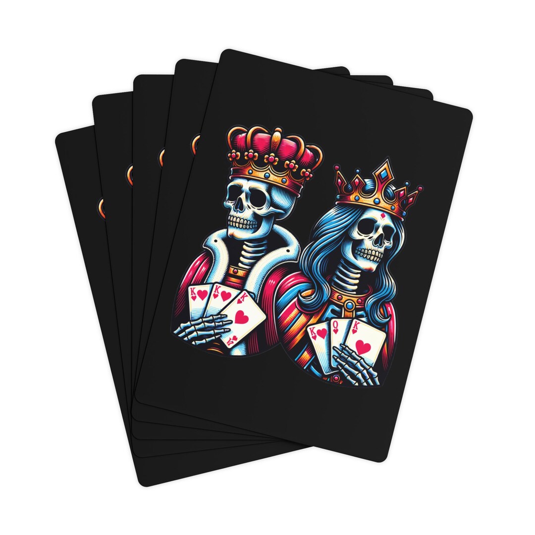 Skeleton King and Queen of Hearts Goth Poker Cards - Etsy