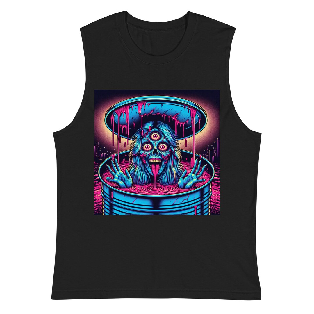 Three Eyed Lady in Drum of Toxic Waste | Weird Muscle Shirt - Etsy