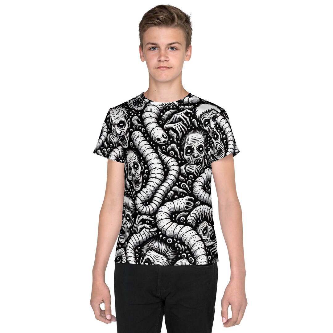 Zombies and Maggots | Goth Horror Themed Youth Crew Neck T-shirt - Etsy