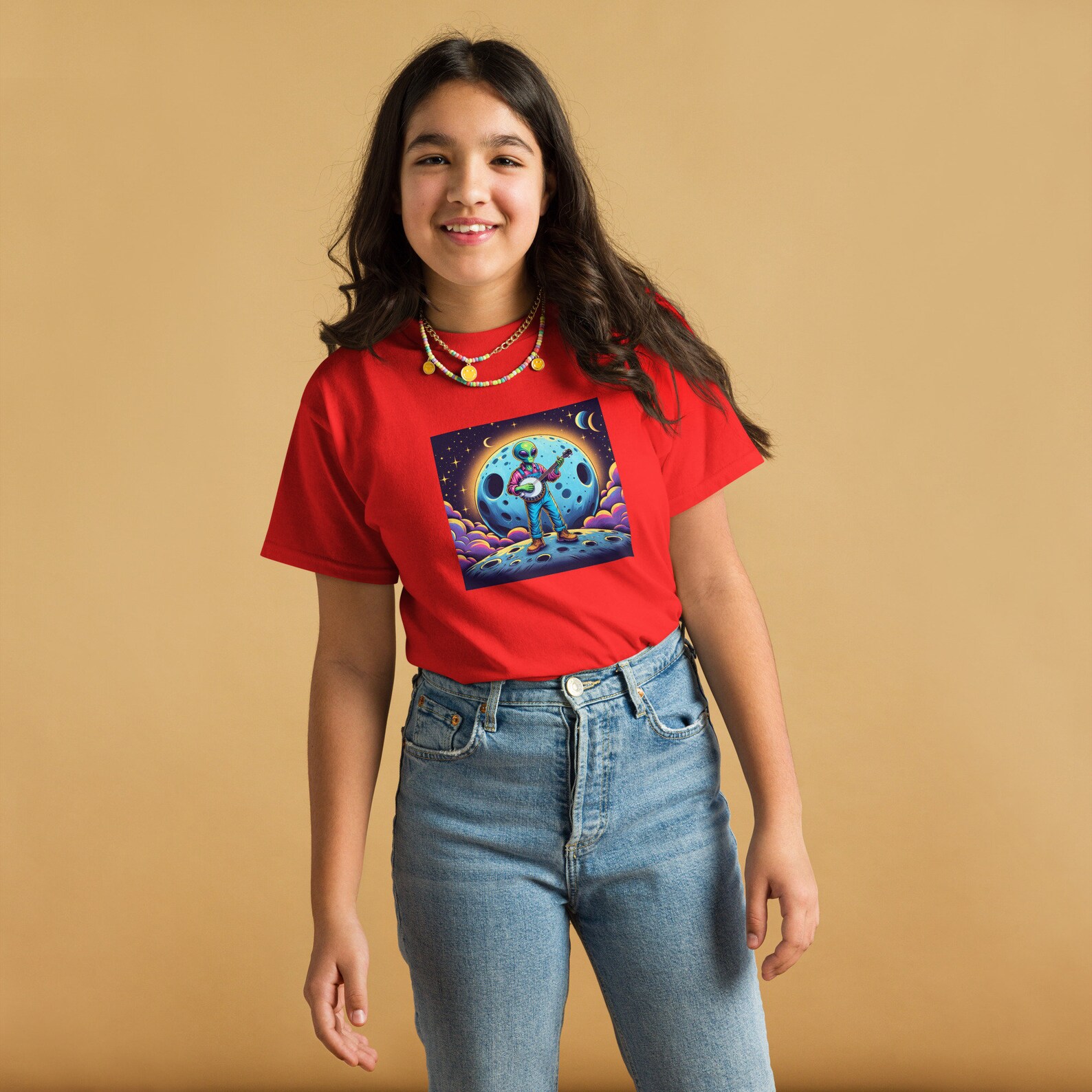 Hillbilly Alien Playing a Banjo on the Moon | Alien Youth Classic Tee ...