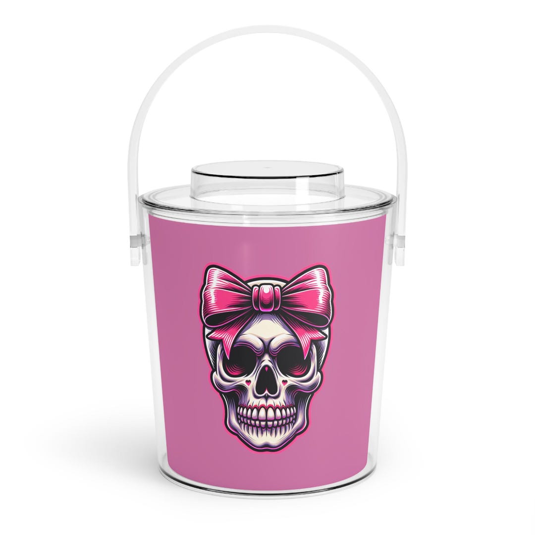Pink Skull Ice Bucket With Tongs, Fun Party Decor for Halloween ...
