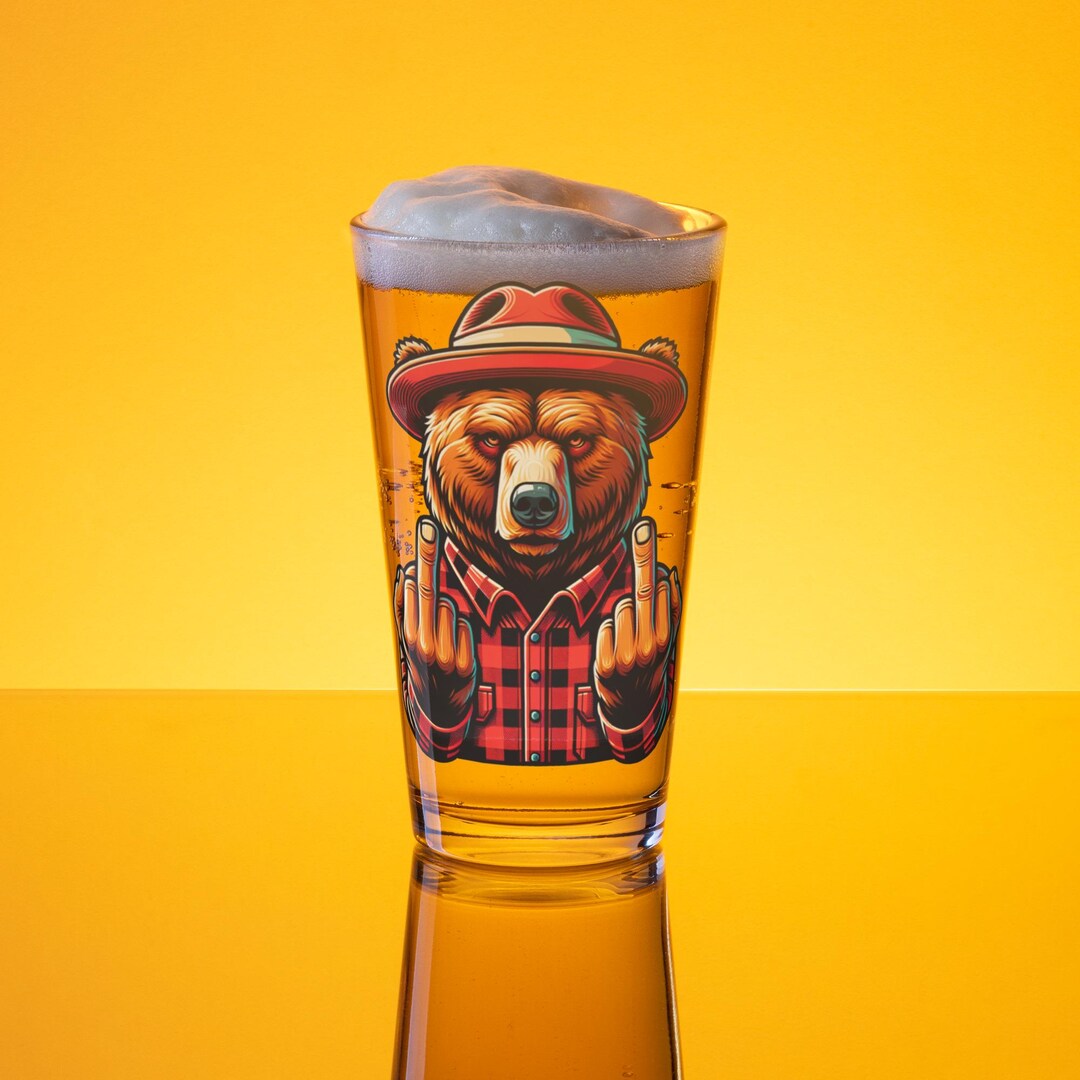 Grizzly Bear Giving the Middle Finger Funny Great Outdoors Themed ...