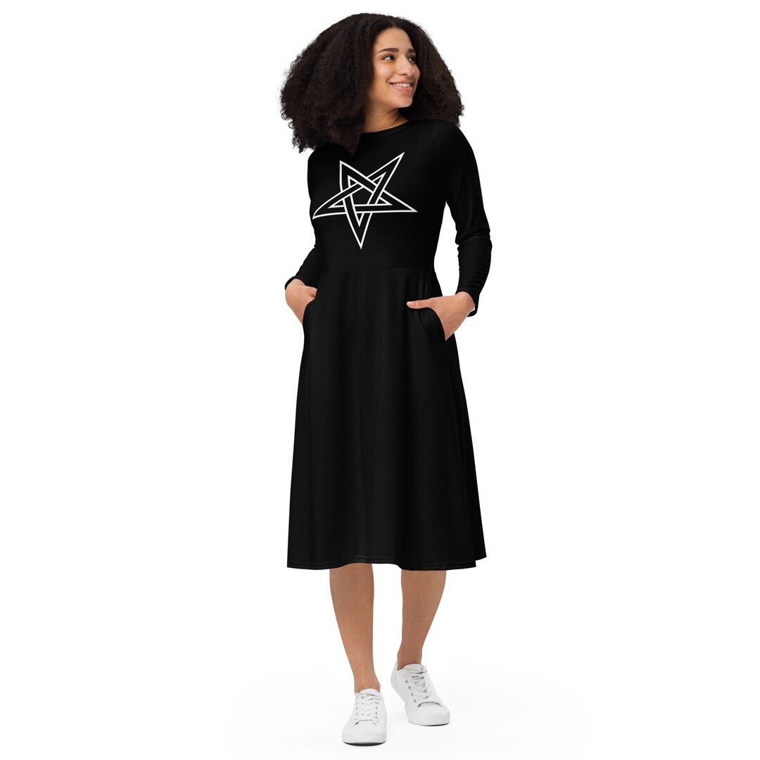 Inverted Pentagram Satanic Goth Long Sleeve Midi Dress - Etsy