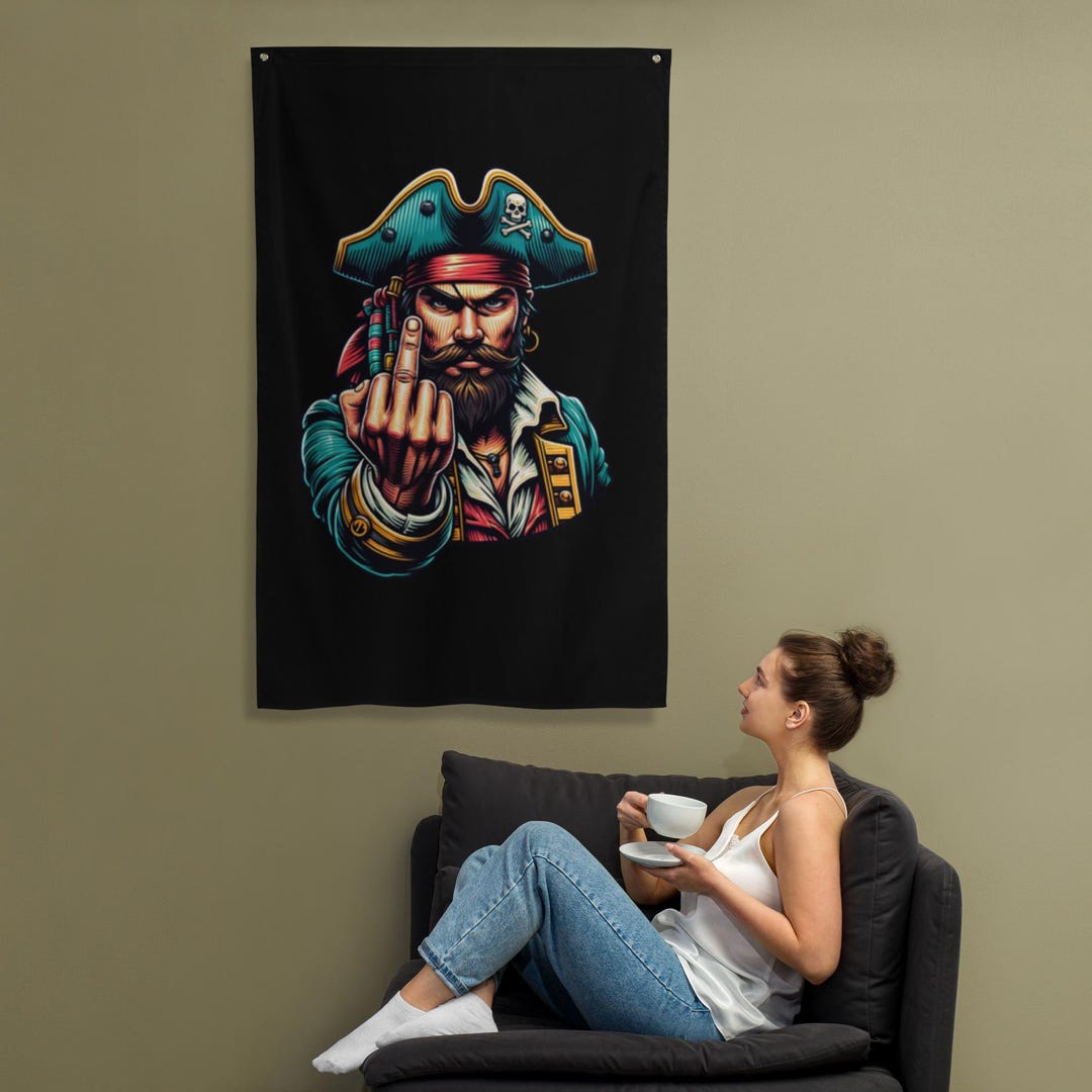 Pirate Giving the Middle Finger | Funny Middle Finger Flag - Etsy