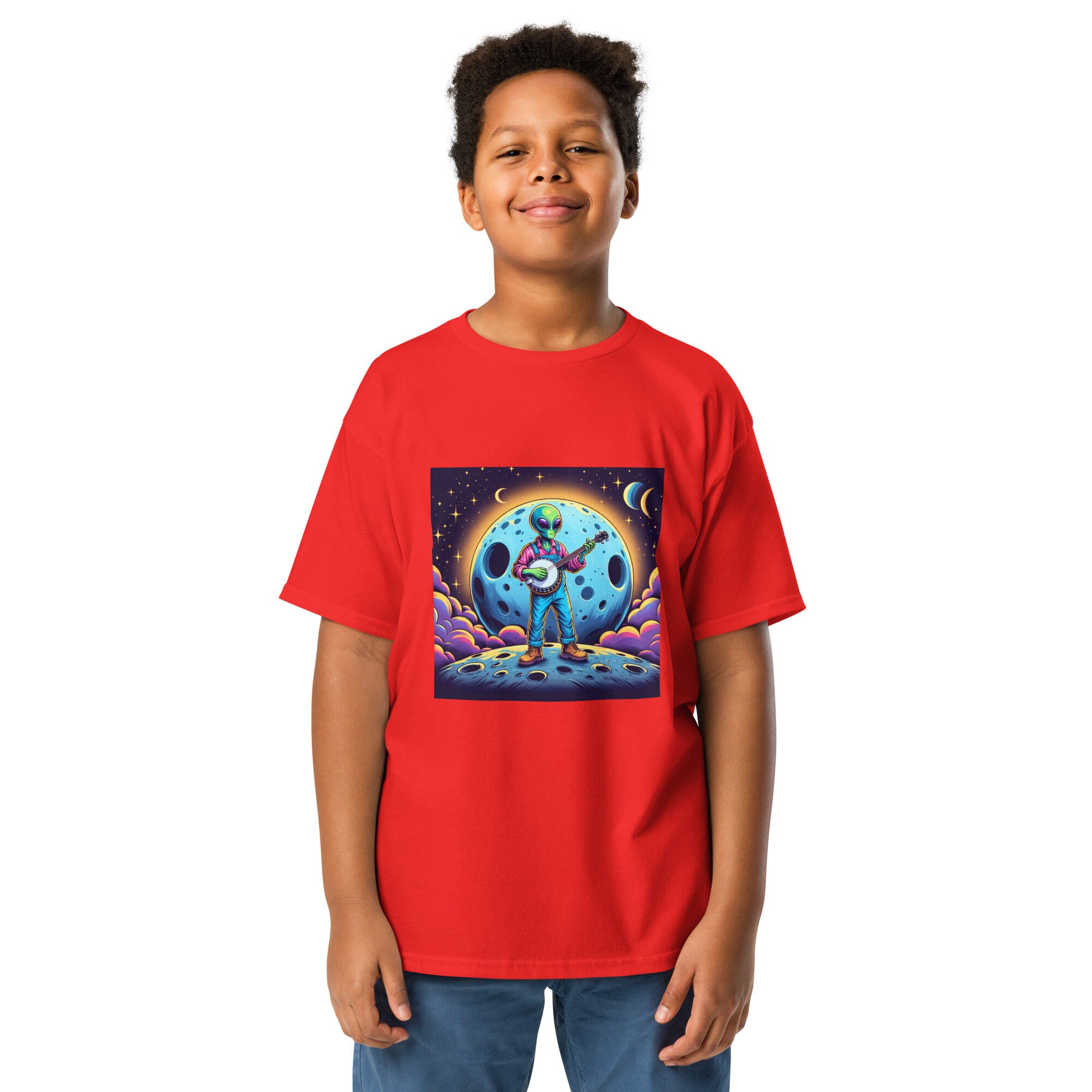 Hillbilly Alien Playing a Banjo on the Moon | Alien Youth Classic Tee ...