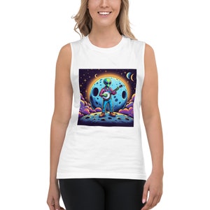 Hillbilly Alien Playing a Banjo on the Moon | Alien Muscle Shirt - Etsy
