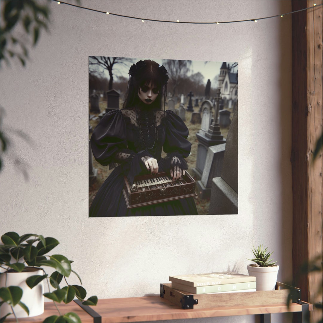 Ghost Girl Playing a Music Box at the Cemetery Goth Matte Posters - Etsy