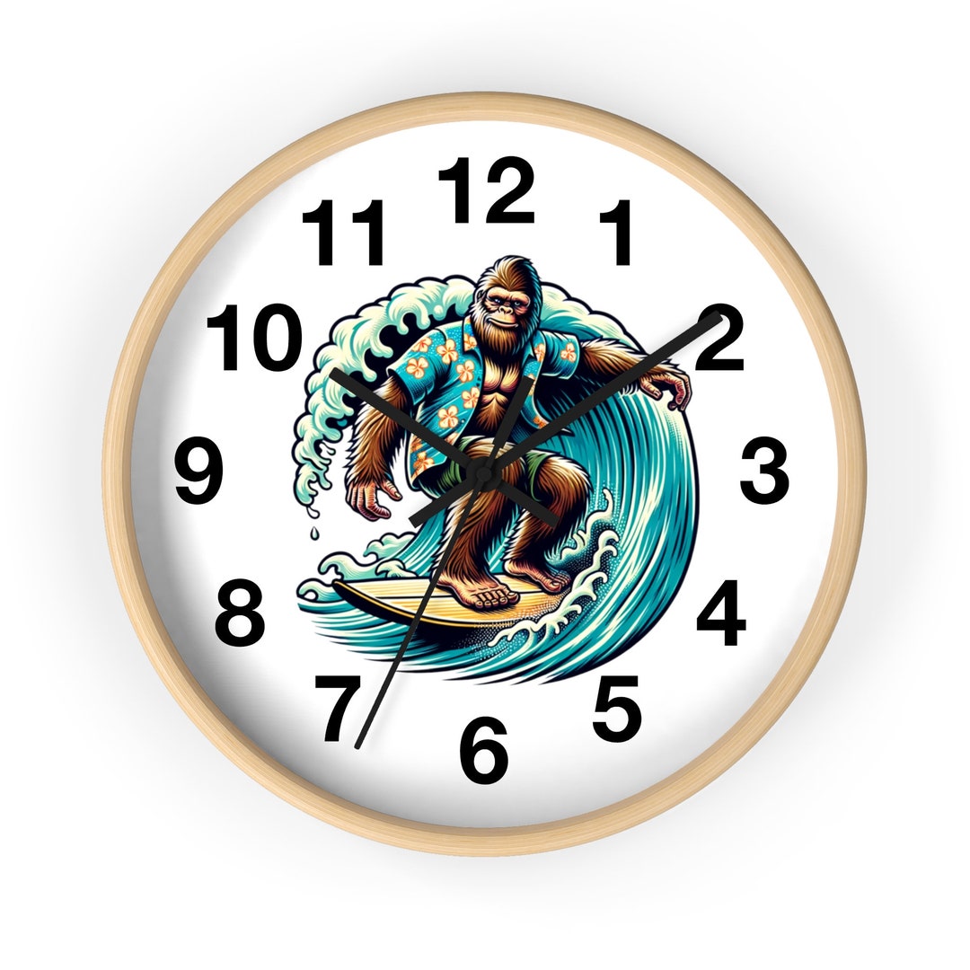 Bigfoot / Sasquatch Surfing Wall Clock - Etsy