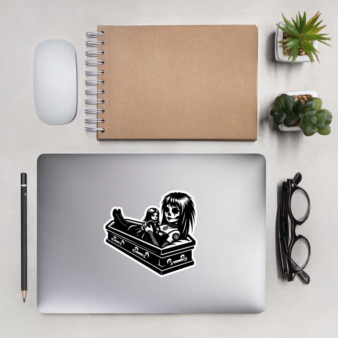 Goth Casket Girl Playing With Her Doll Goth Bubble-free Stickers - Etsy