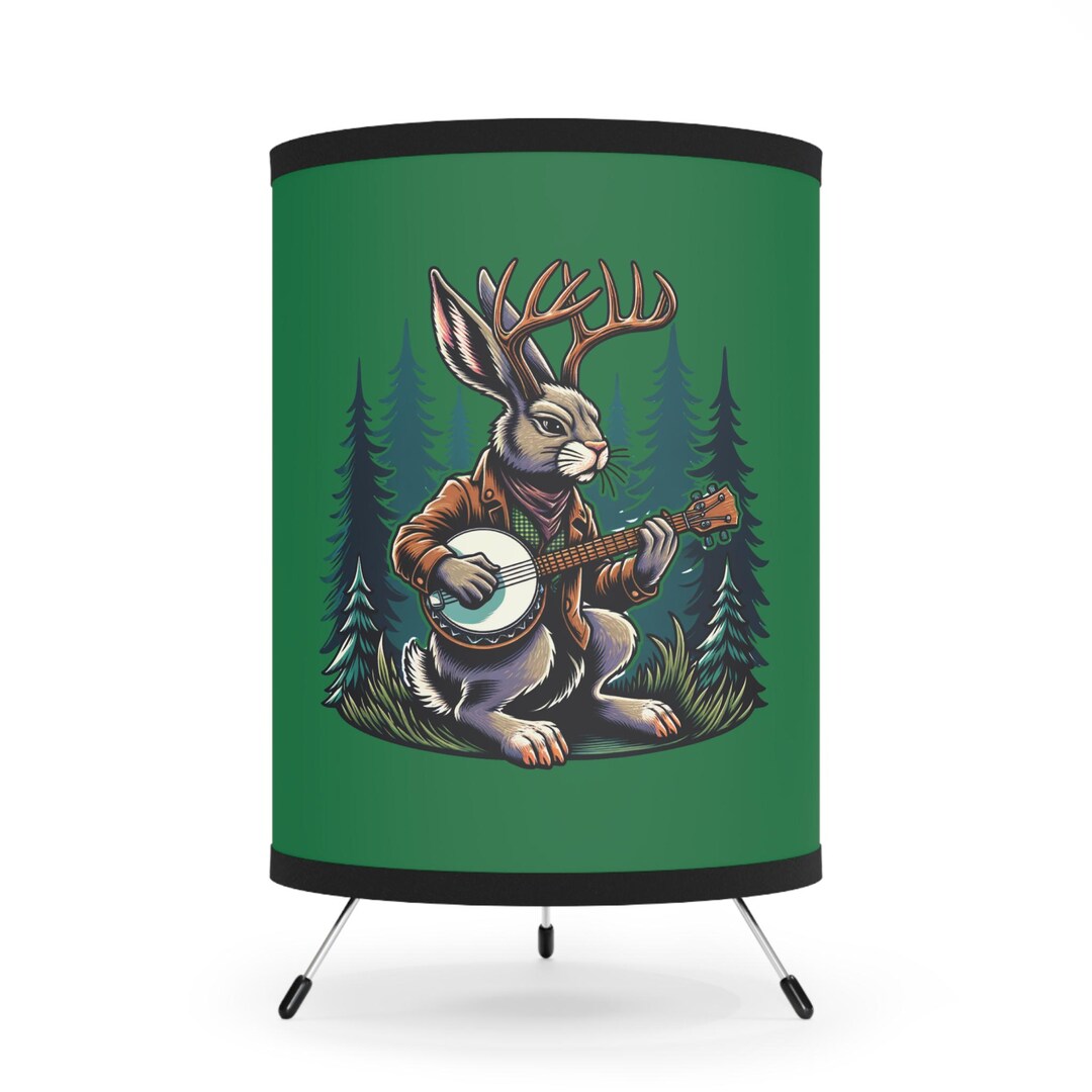 Jackalope Playing a Banjo Tripod Lamp With High-res Printed Shade, Cozy ...
