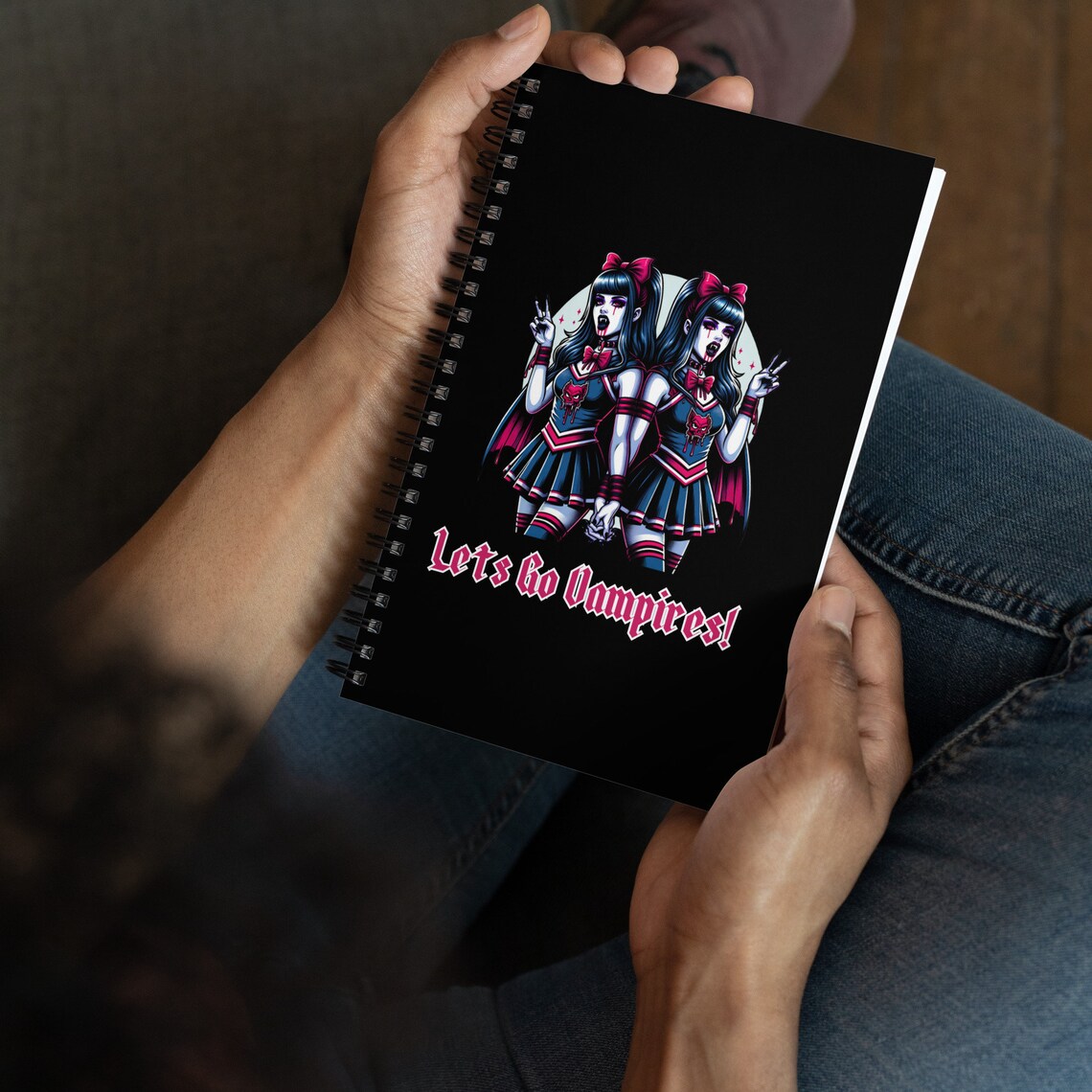 Lets Go Vampires Vampire Cheerleaders Goth Back to School Spiral ...