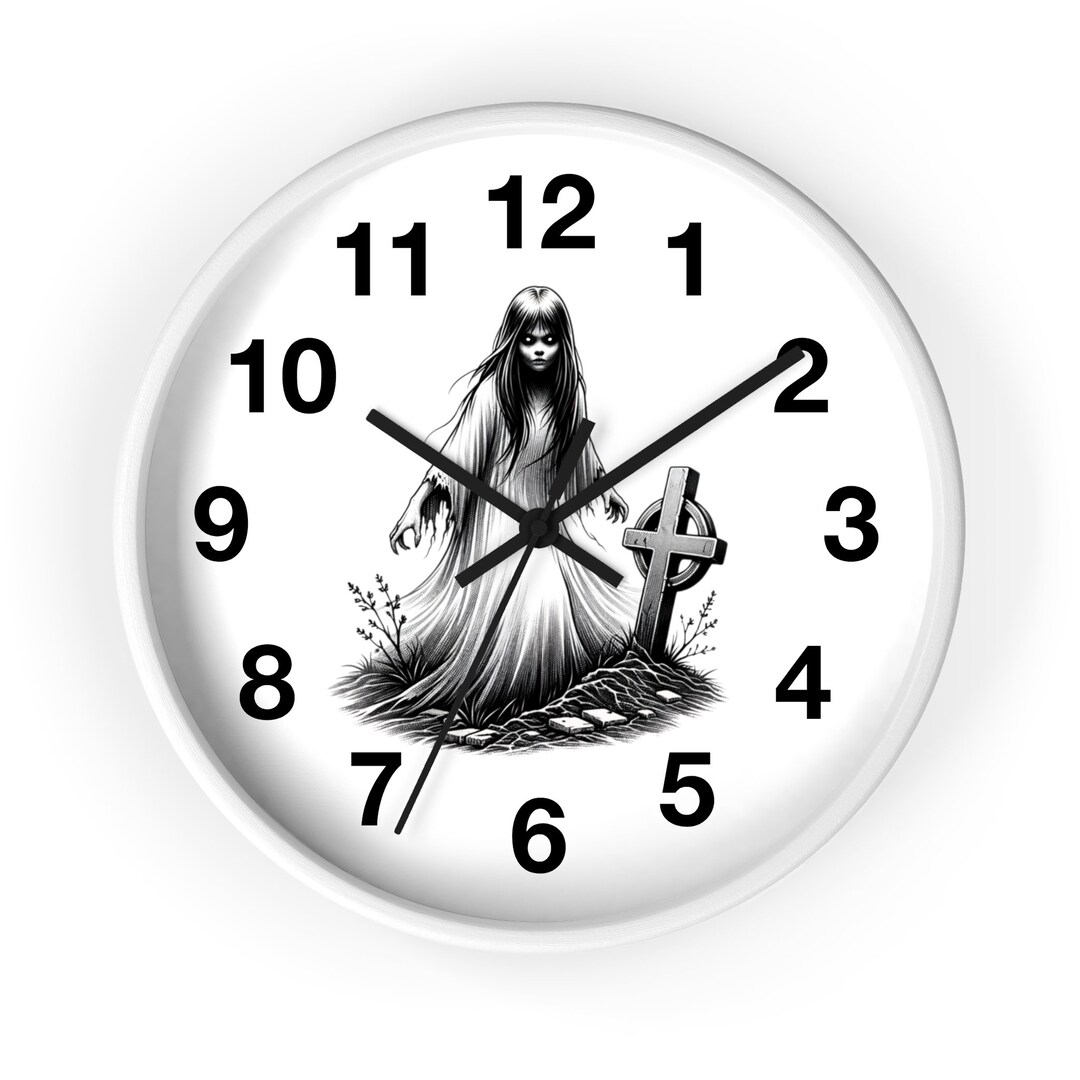 Ghost Girl Standing by Her Grave | Goth Horror Themed Wall Clock - Etsy