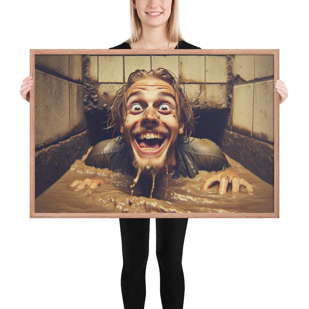 Crazy Guy Playing in a Sewar | Weird and Gross Out Framed Poster - Etsy