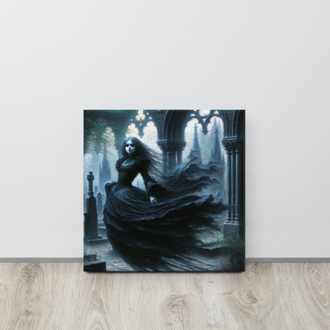 Goth Ghost Girl Floating in the Cemetery Goth Paranormal Art Thin ...