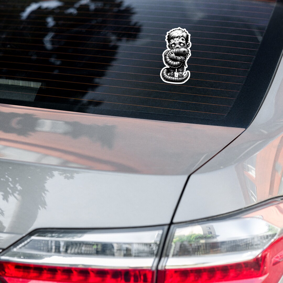 Zombie Boy Holding a Giant Maggot Zombie Bubble-free Stickers - Etsy