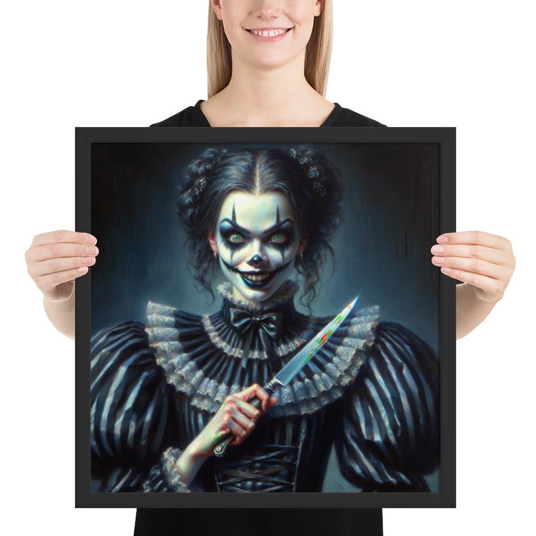 Goth Clown Girl Holding A Knife | Goth Wall Art | Framed Poster - Etsy