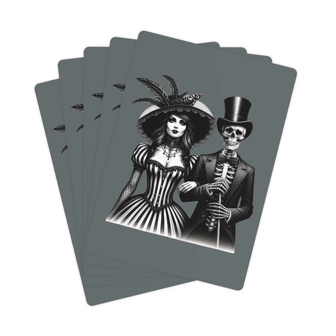Spooky Couple Goth Lady and Skeleton Gothic Poker Cards - Etsy