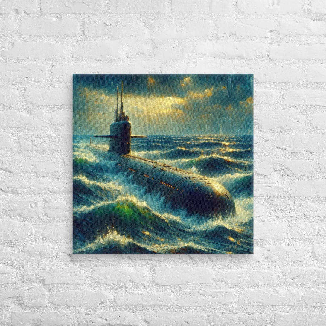 Submarine in the Deep Blue Sea Canvas - Etsy
