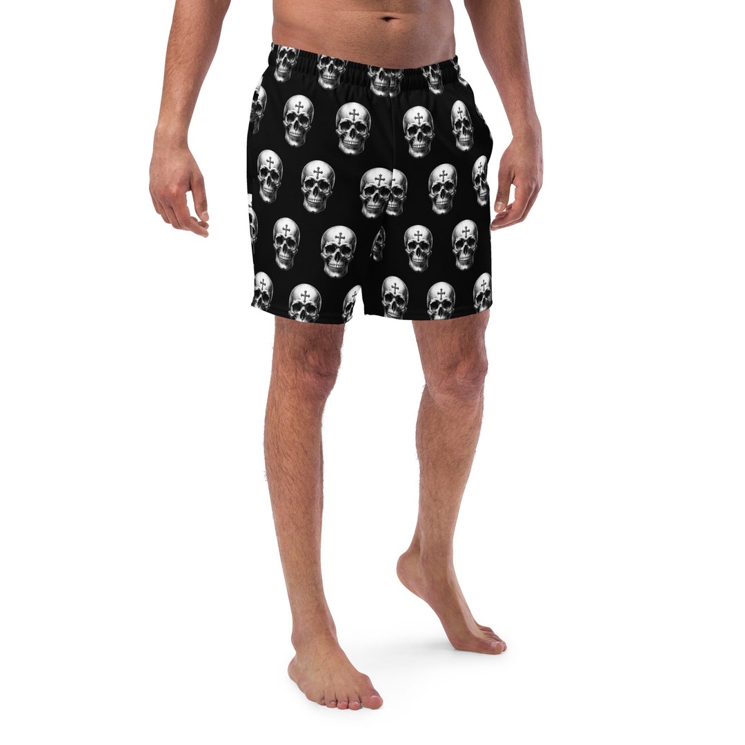 Skulls Pattern Goth Men's Swim Trunks - Etsy