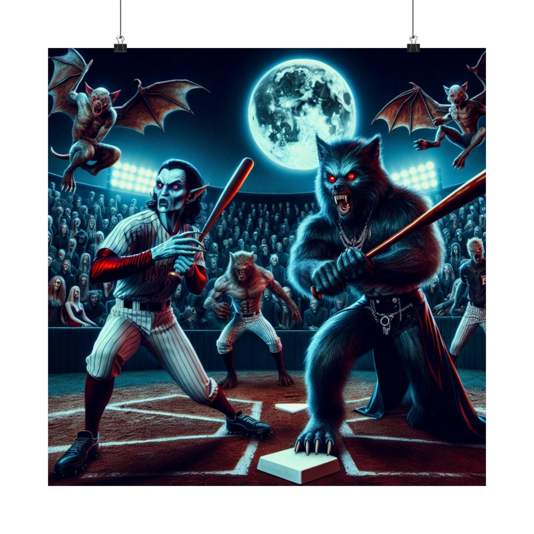 Vampires and Werewolves Playing Baseball Goth Kids Matte Posters - Etsy