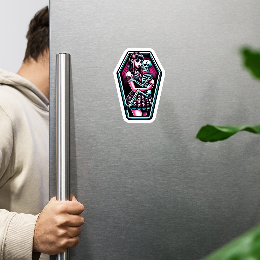 Goth Girl Hugging a Skeleton | Goth Magnet - Etsy