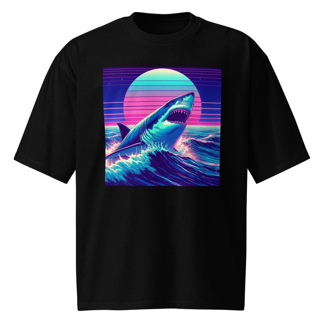 Great White Shark | Synth Wave Style Nautical Themed Oversized ...