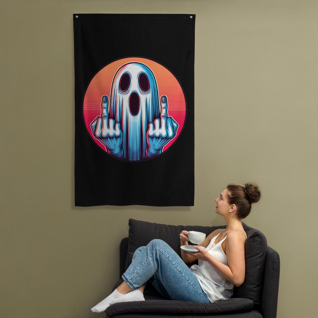 A Ghost Flipping the Bird | Funny and Spooky Middle Finger Flag - Etsy